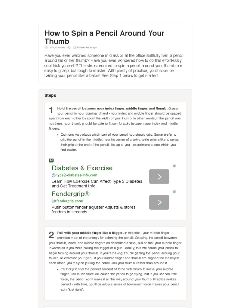 How To Spin A Pencil | PDF | Sports