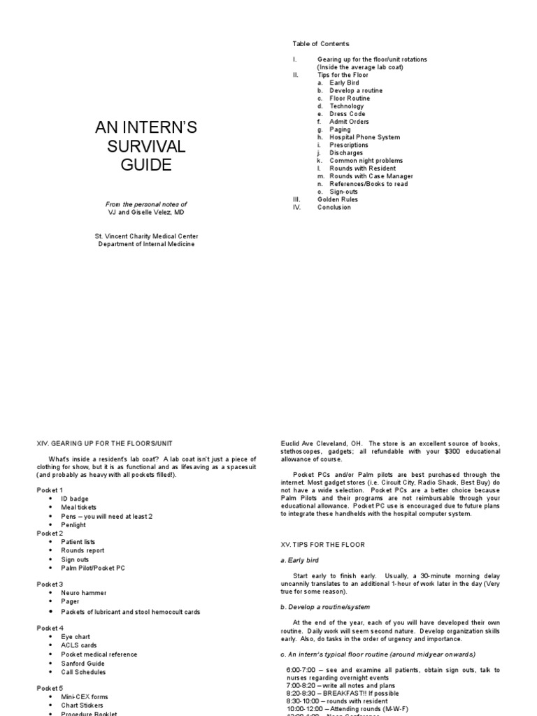 Intern's Survival Guide | PDF | Practice Of Medicine | Patient