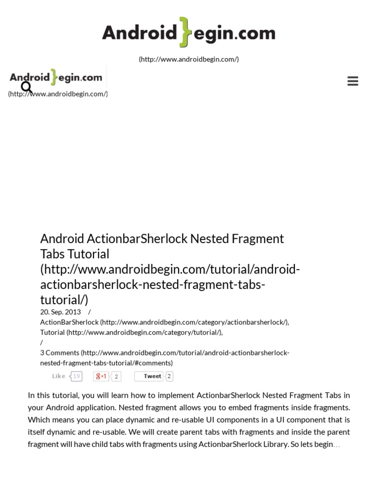 Android ActionbarSherlock Nested Fragment Tabs Tutorial - AndroidBegin | PDF | Android ...
