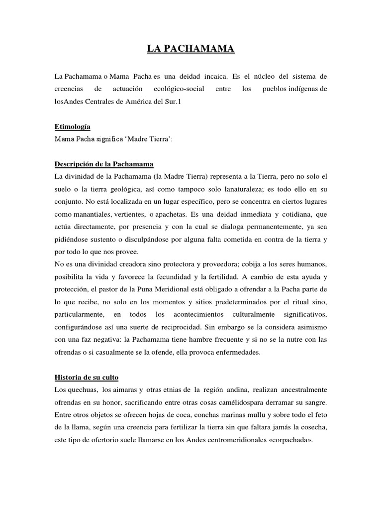 La Pachamama | PDF | Andes | Imperio Inca