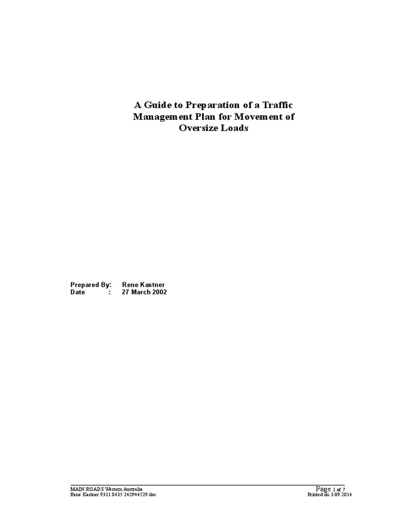 Guide To Preparation of Traffic Management Plan | PDF | Traffic | Road