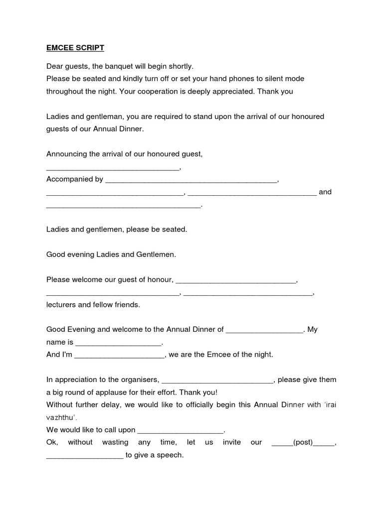 Emcee Script | PDF
