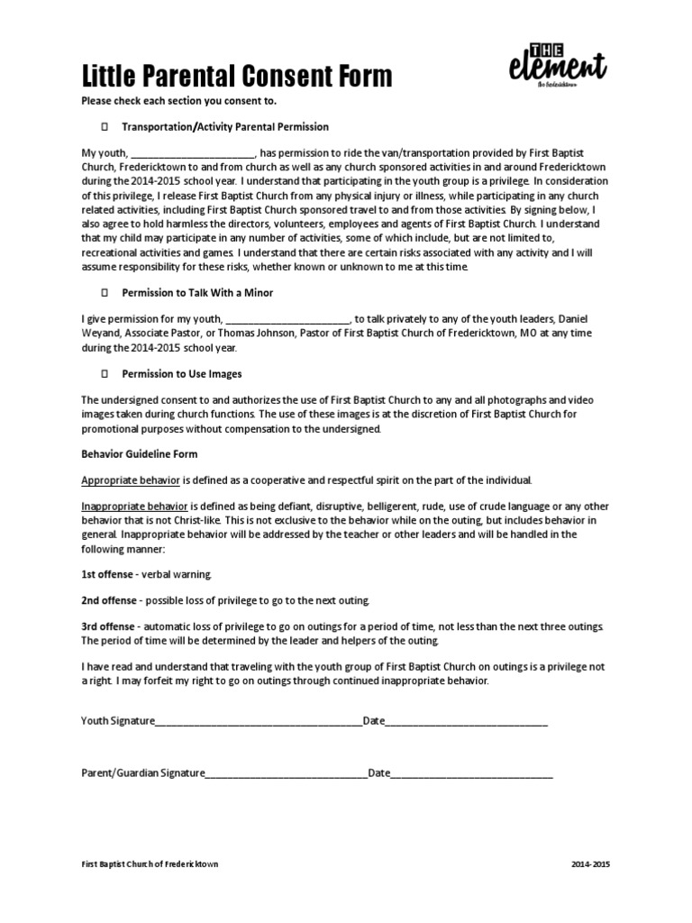 Little Parental Consent Form | PDF | Consent | Social Institutions