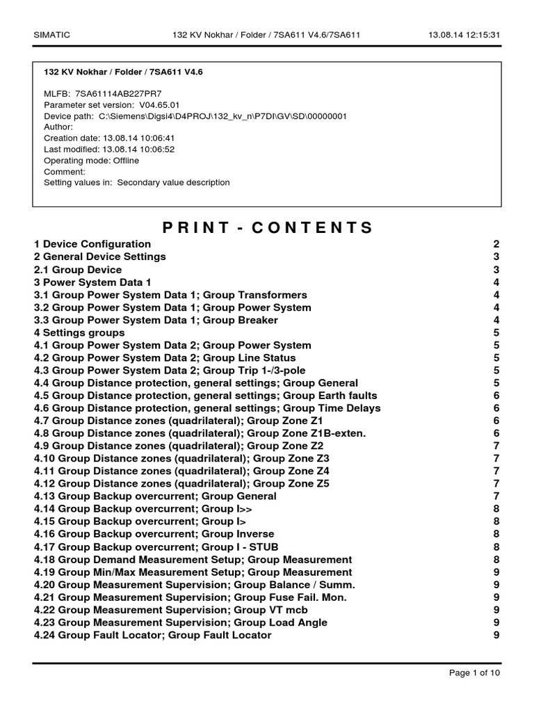 7SA611 Setting | PDF | Electric Power System | Electrical Engineering