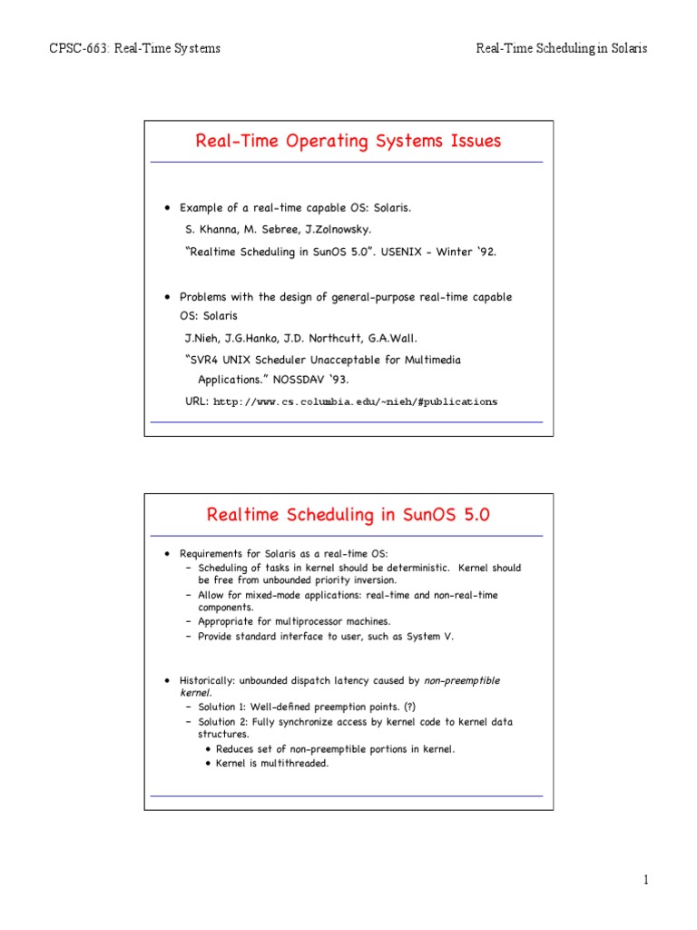 Real-Time Operating Systems Issues | PDF | Scheduling (Computing) | Thread (Computing)