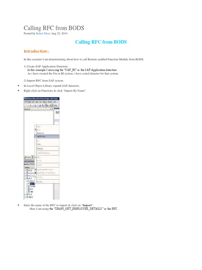 Calling RFC From BODS | PDF | Parameter (Computer Programming) | Databases