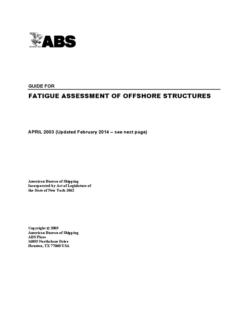 ABS Rules For Fatigue Analysis | PDF | Fatigue (Material) | Strength Of ...