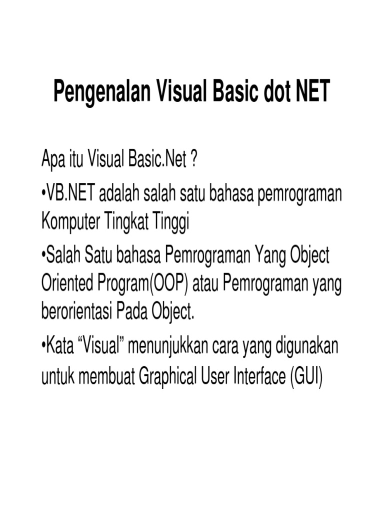 Pengenalan Visual Basic Dot NET PDF | PDF