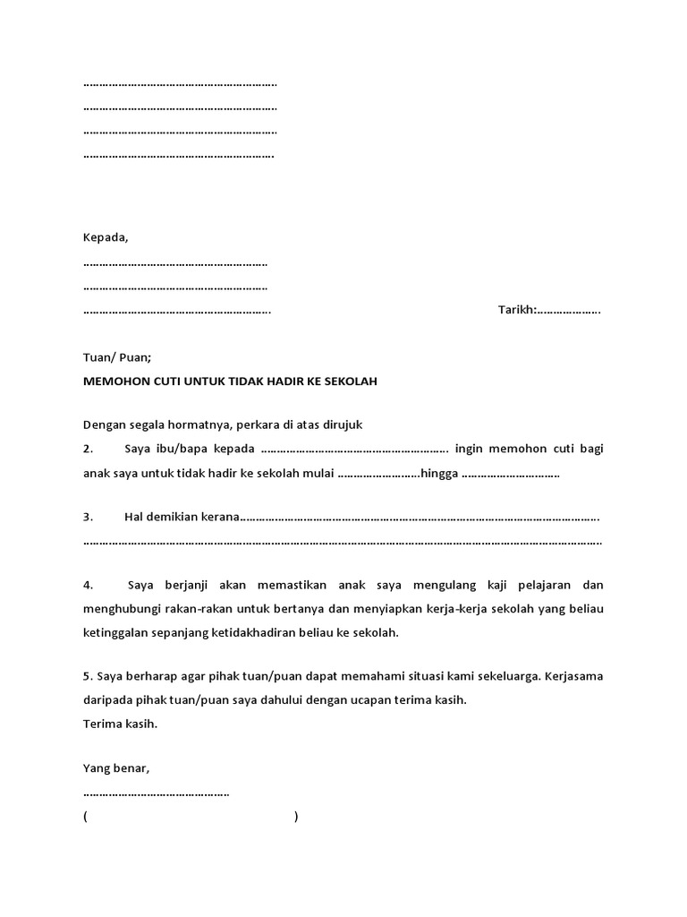 Contoh Surat MC | PDF