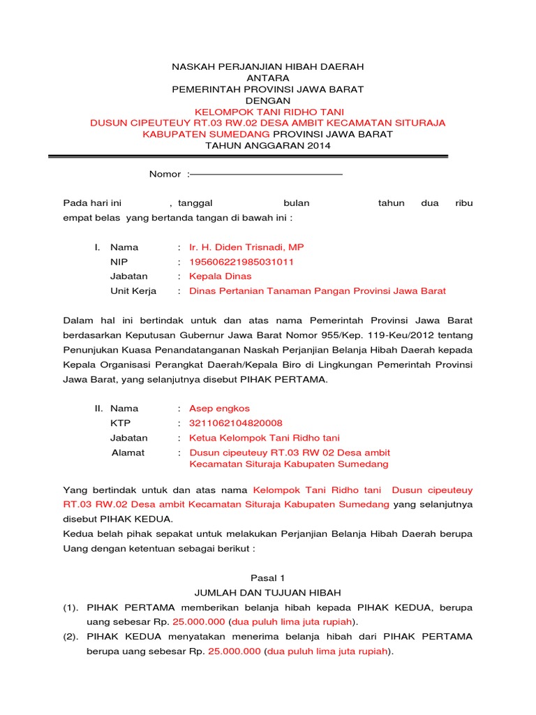 Contoh NPHD Pertanian | PDF