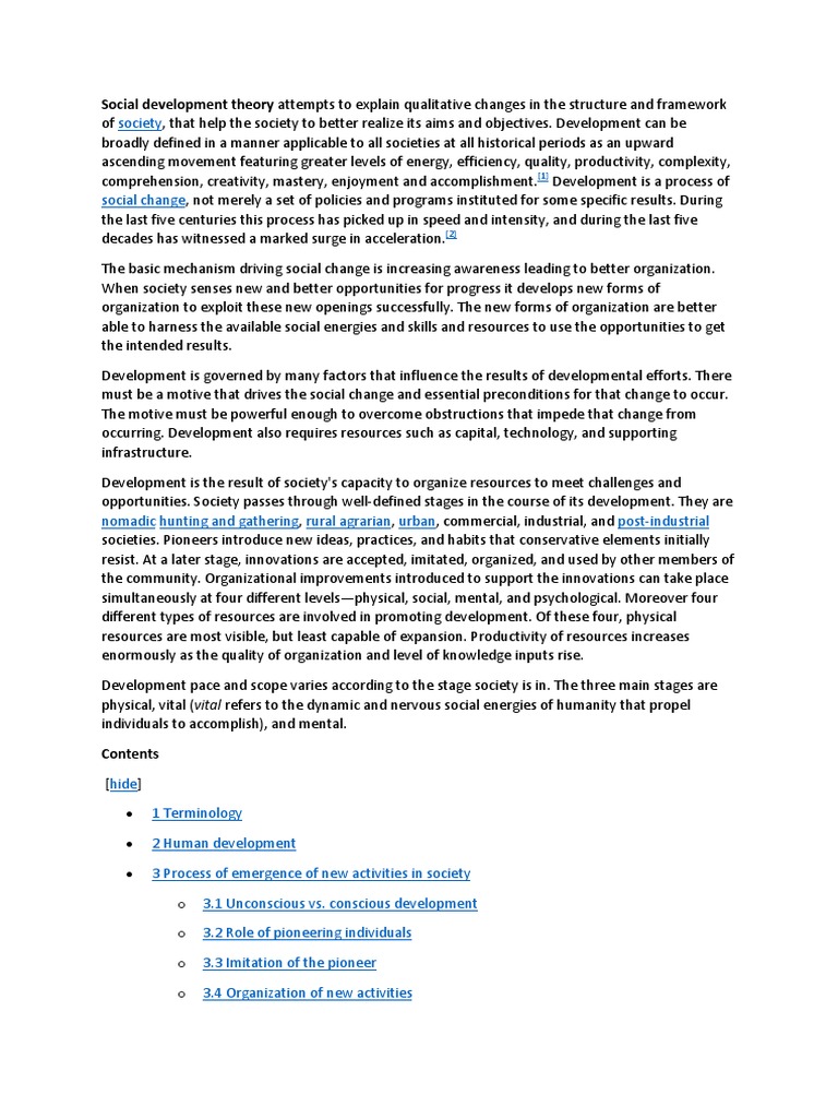 Social Development Theory Attempts To Explain Qualitative Changes in ...