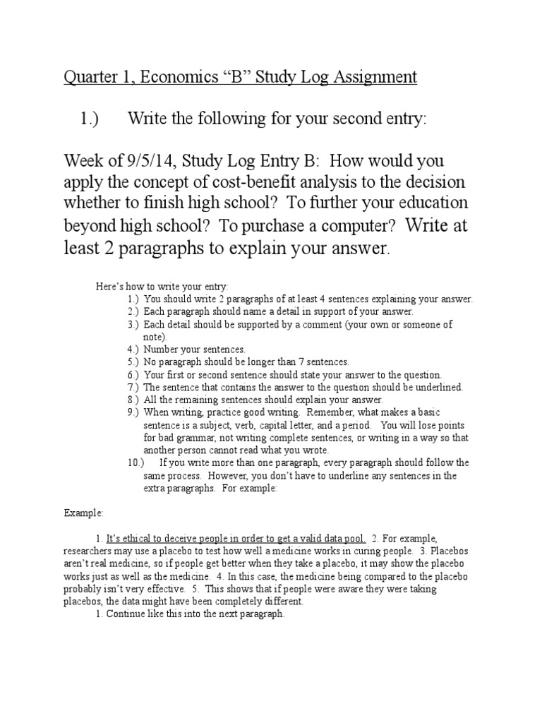 Study Log B Assignment Economics | PDF