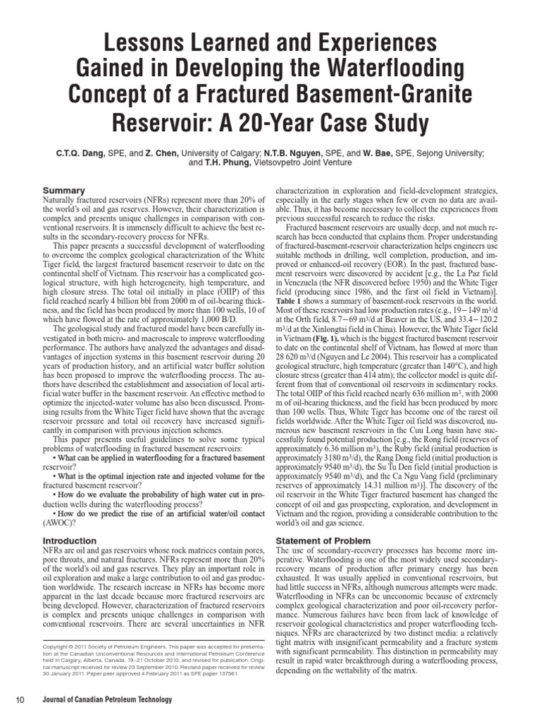 Waterflood in Basement Reservoirs - White Tiger | PDF | Petroleum ...