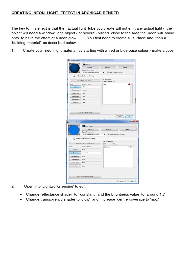 Creating Neon Light Effect in Archicad Render | PDF | Rendering ...