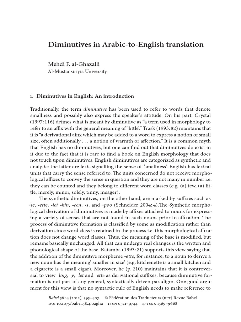 Diminutives | Morphology (Linguistics) | English Language