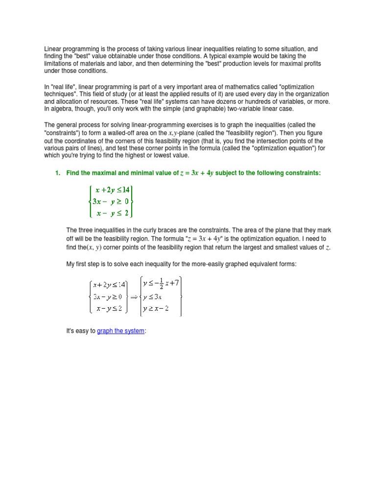 Linear Programming - Graphical Method | PDF | Linear Programming ... Linear Programming - Graphical Method | PDF | Linear Programming ...