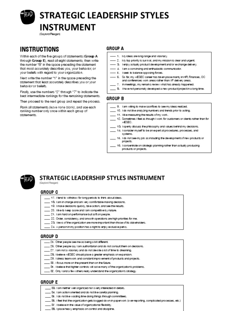 Strategic Leadership Styles Instrument | Download Free PDF | Leadership ...