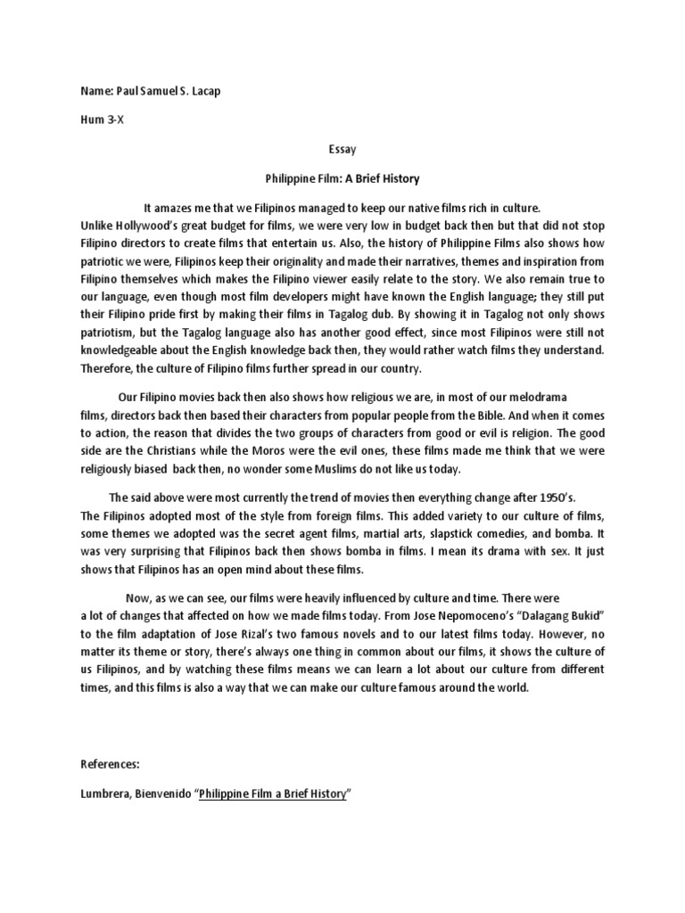 Hum 3 - Essay | PDF | Philippines | Tagalog Language