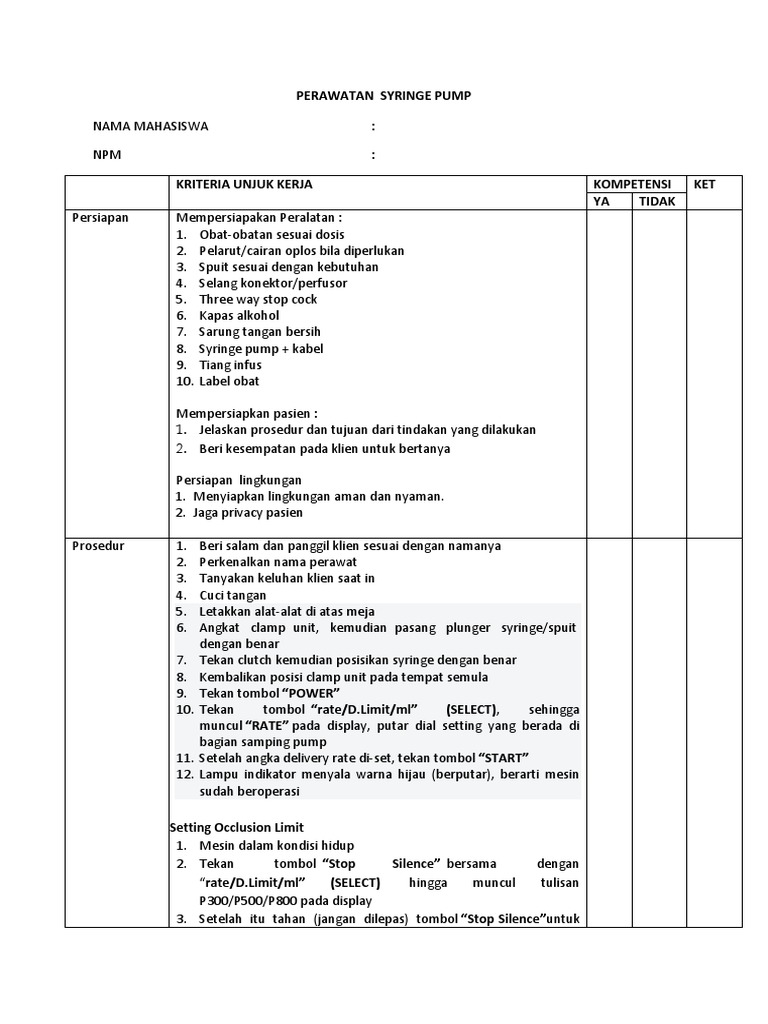 Sop Syringe Pump | PDF