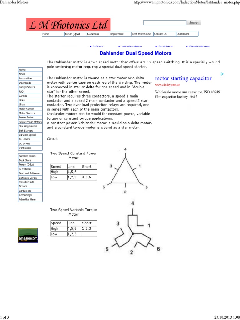 Dahlander Motors | Electric Motor | Electric Power
