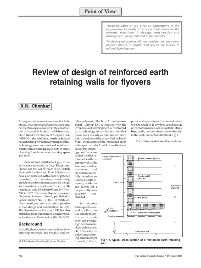 Design Reinforced Earth Retaining Walls For Flyover | PDF