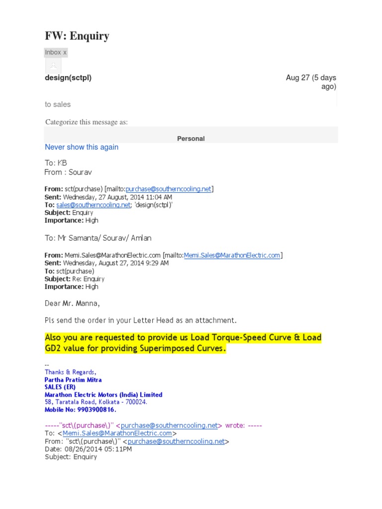 Request for Load Torque-Speed Curve and Load GD2 Value for Providing ...