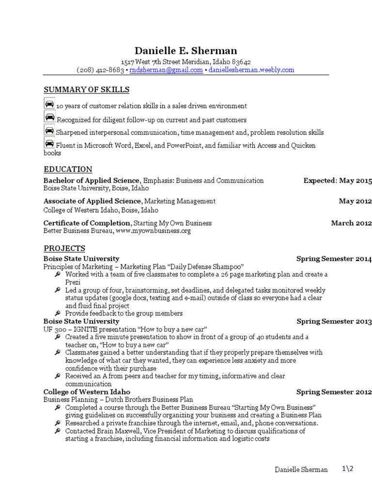 Danielle Resume With No Letter | PDF | Franchising | Sales