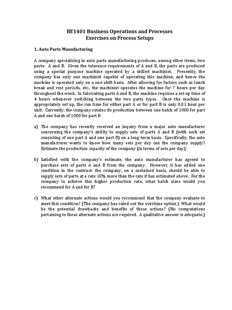 Business Operations Exercises Setups 20140210 | PDF | Machines ...