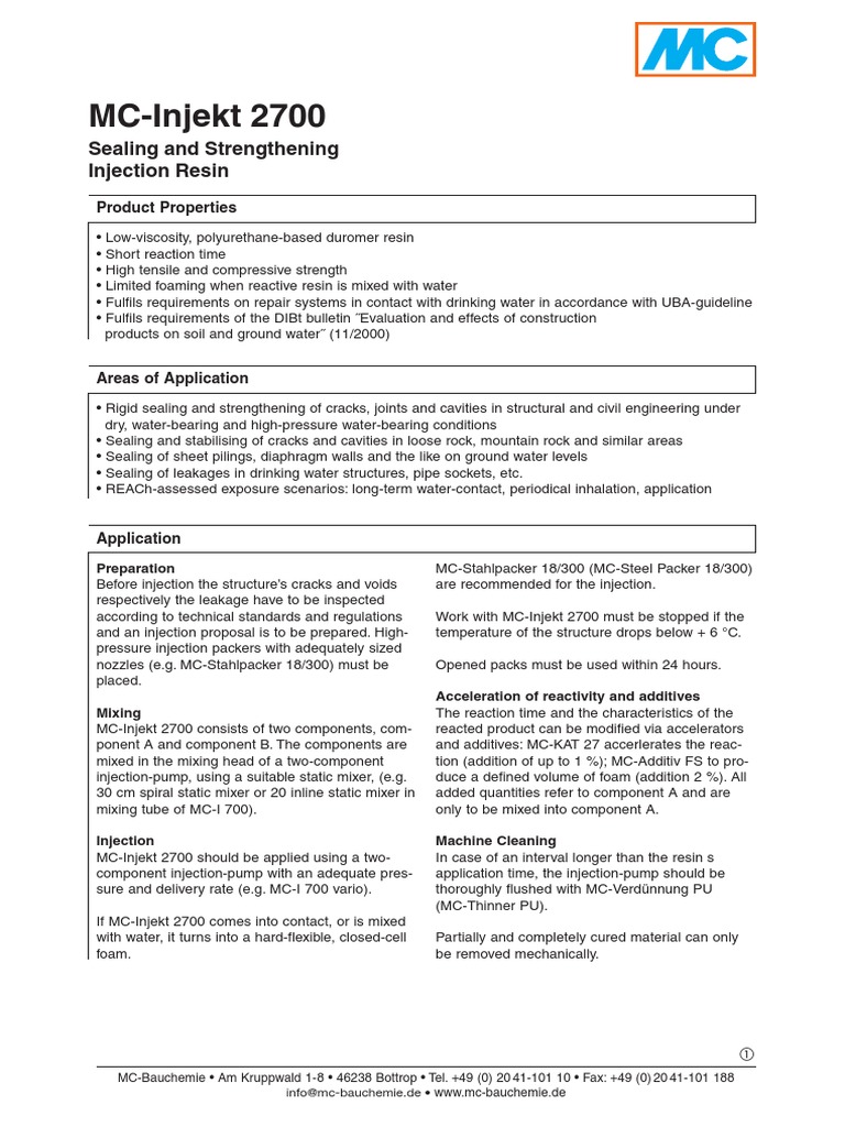 MC-Injekt 2700 | Download Free PDF | Strength Of Materials | Viscosity