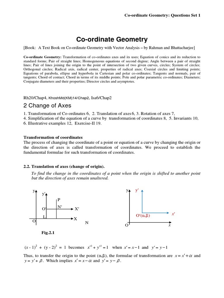 Transformation of Coordinate Axes | PDF | Cartesian Coordinate System ...