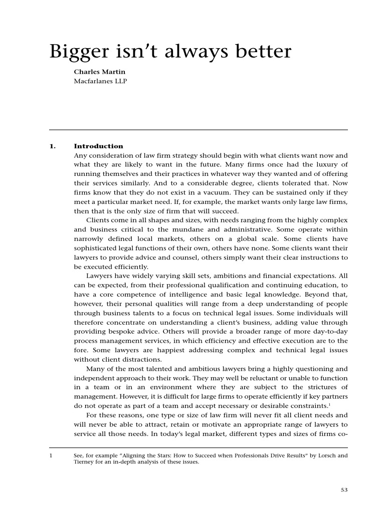 Bigger Isnt Always Better | PDF | Law Firm | Lawyer
