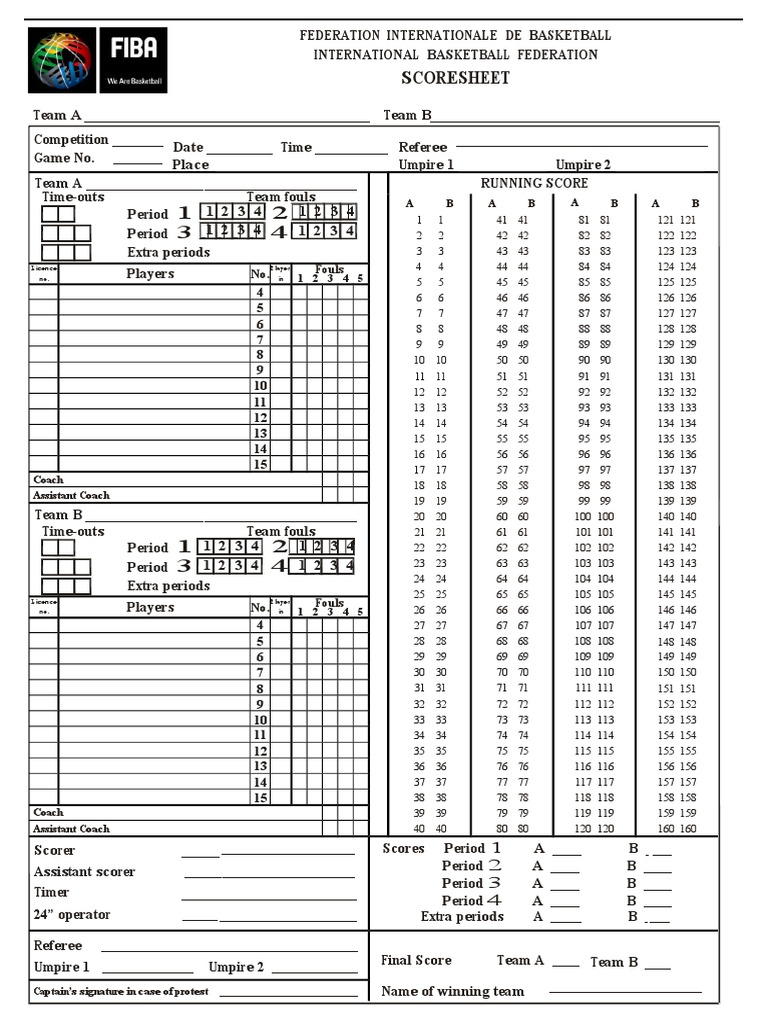 Score Sheet | PDF | Referee | Sports