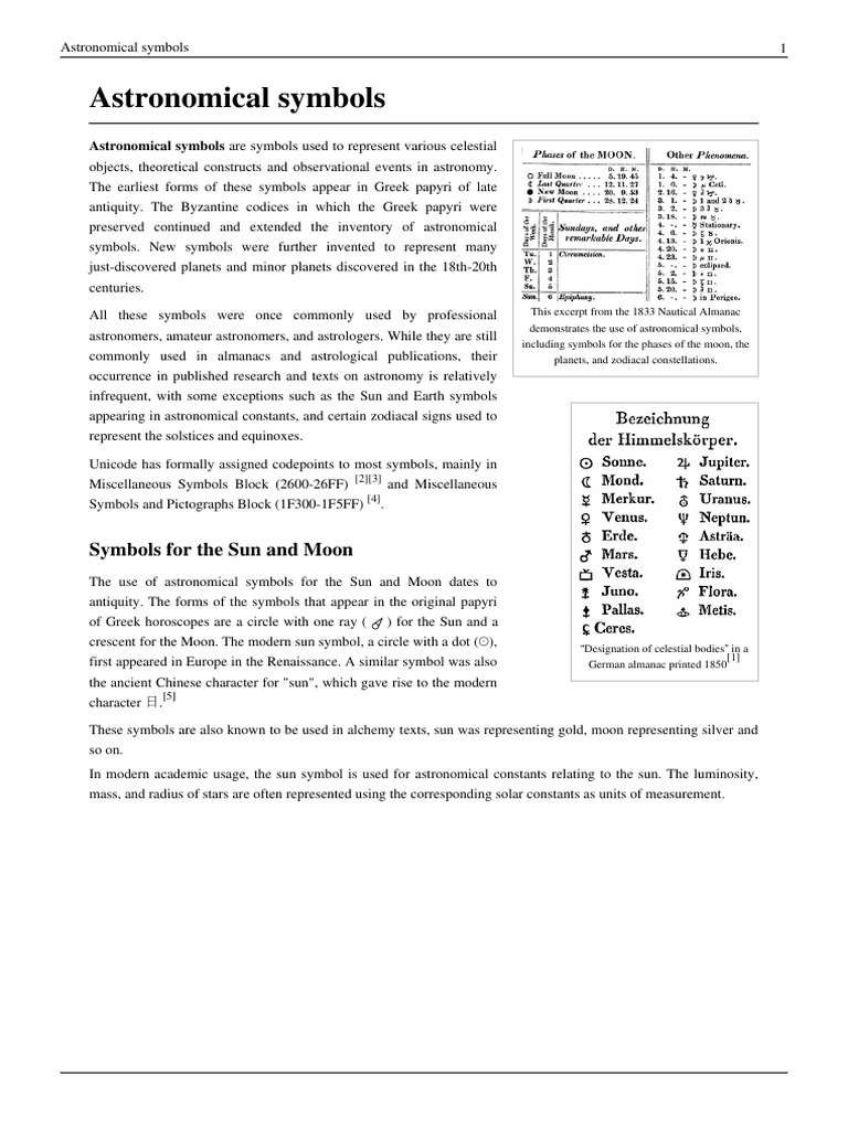 Astronomical Symbols | PDF | Astronomy | Solar System