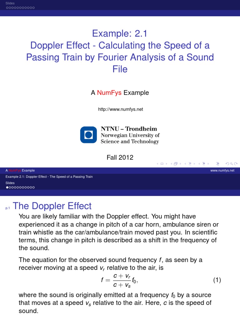 Train Doppler Effect Calculation Example | PDF | Doppler Effect ...