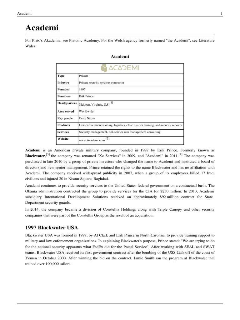 Academi | PDF | National Security | Unrest