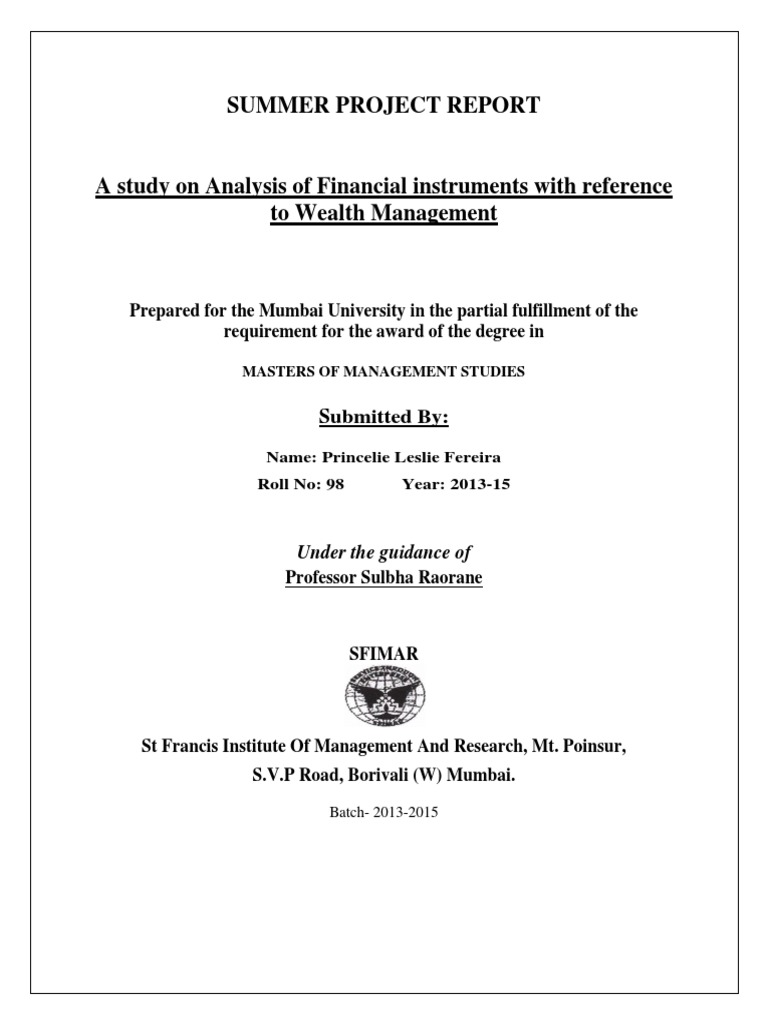 Summer Project Report - Financial Instruments | PDF | Bonds (Finance ...
