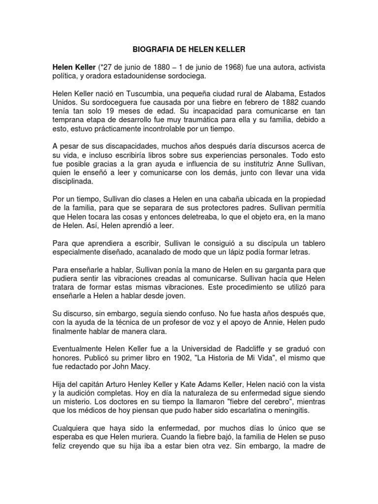 Biografia de Helen Keller | PDF | Helen Keller