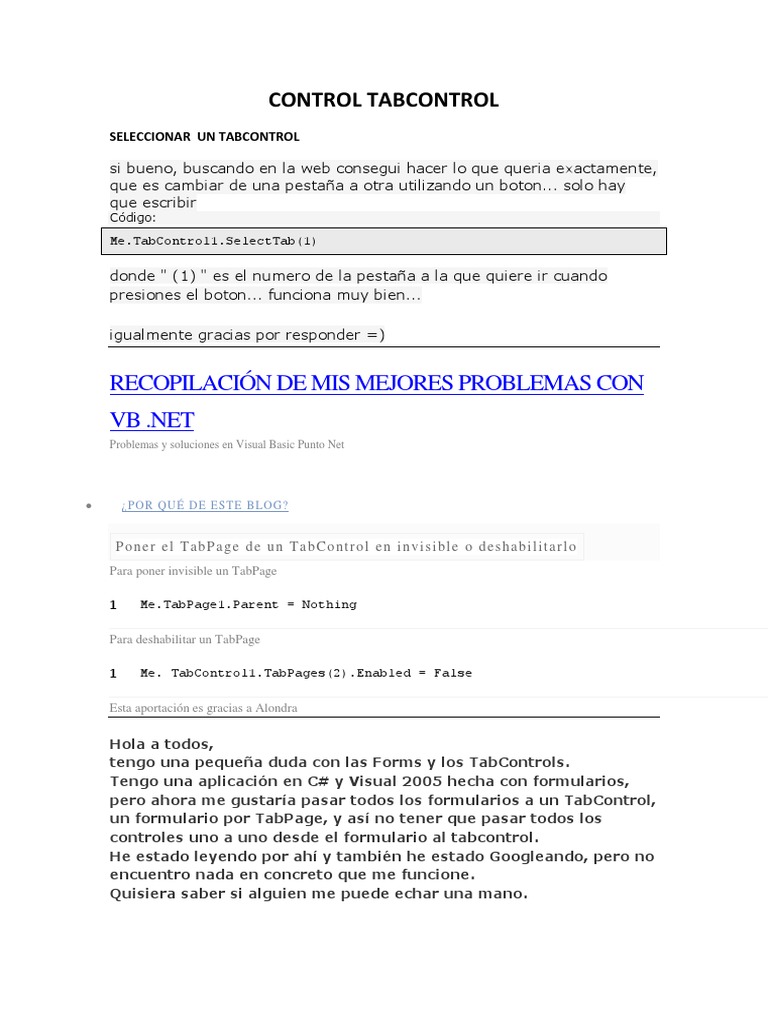 Control Tabcontrol | PDF | Básico | Áreas de informática