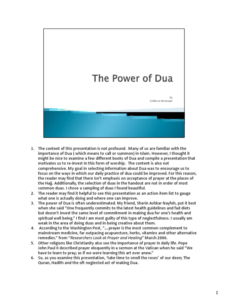 The Power of Dua | PDF | Muhammad | Prayer