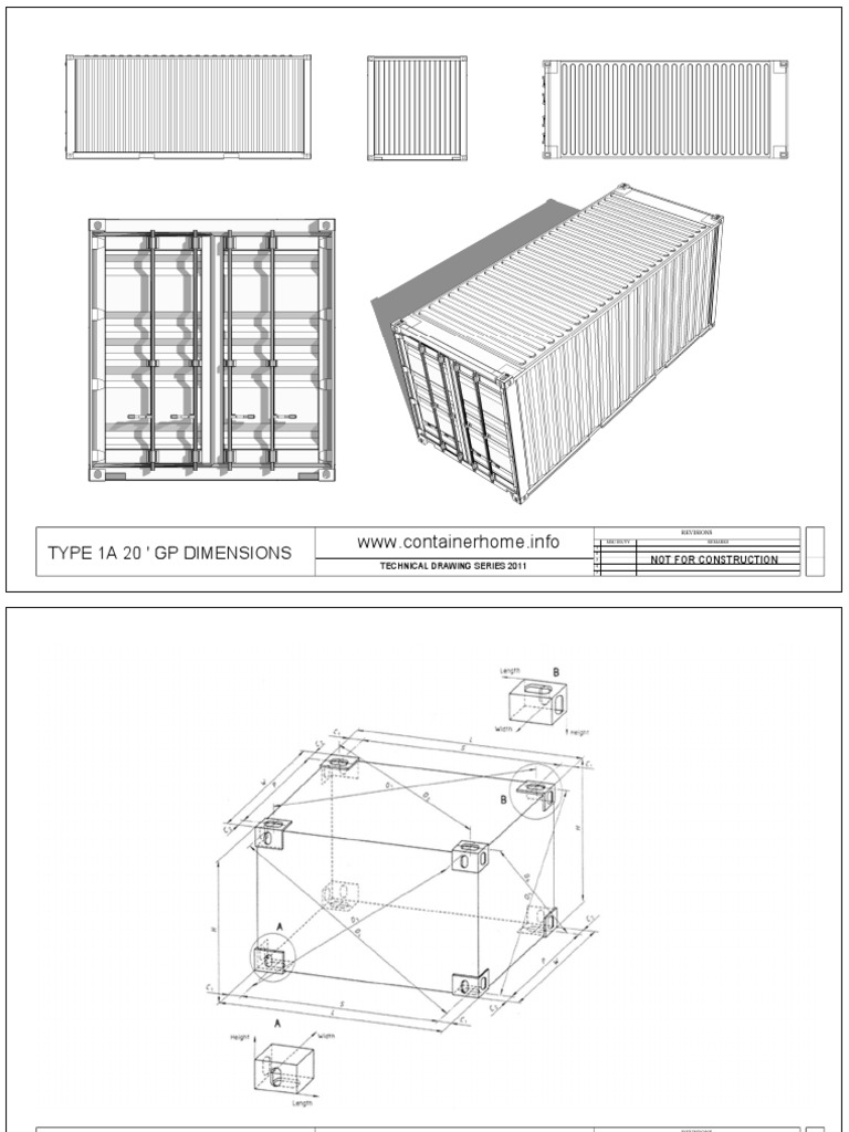 20ft Shipping Container Technical Drawings | PDF