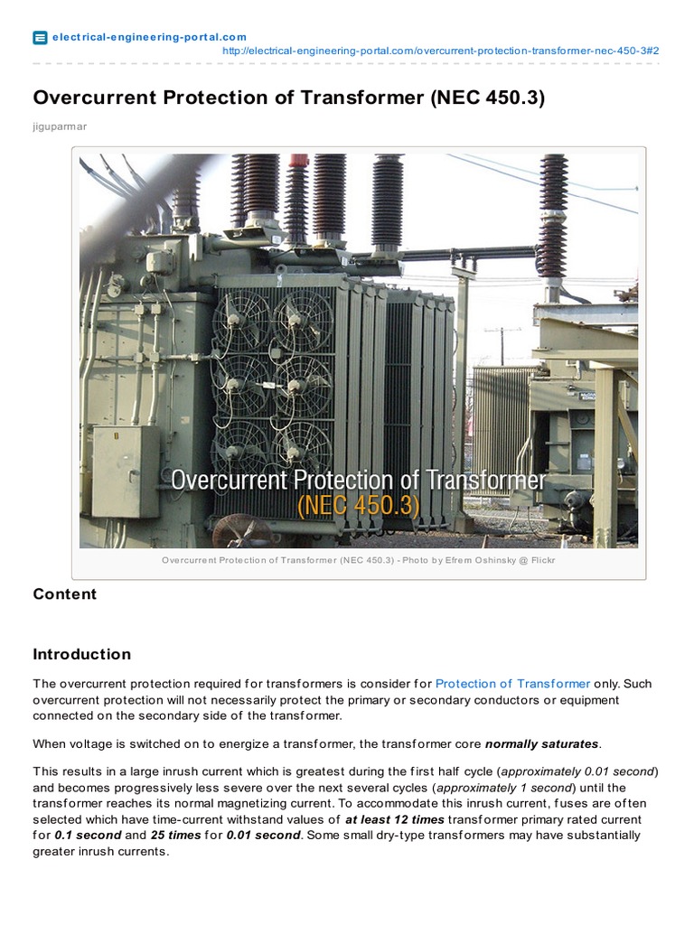 Electrical-Engineering-portal.com-Overcurrent Protection of Transformer NEC 4503 | Fuse ...