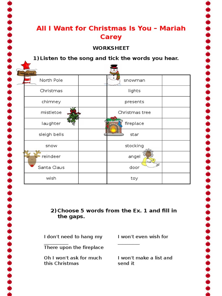 Christmas Song Worksheet Activities | PDF | Poetry