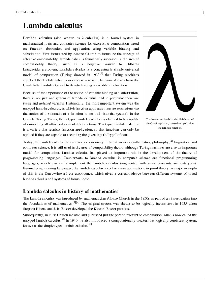 Lambda Calculus | PDF | Formalism (Deductive) | Theory Of Computation Lambda Calculus | PDF | Formalism (Deductive) | Theory Of Computation