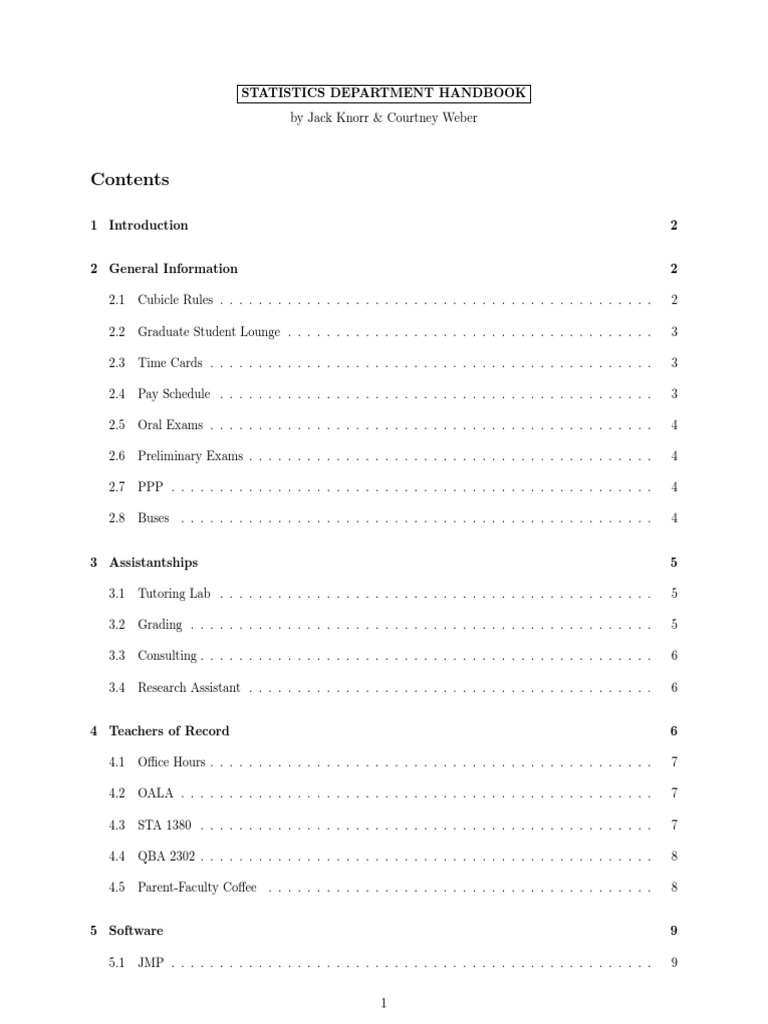 Baylor Graduate Statistics Handbook | PDF | Sas (Software) | Graduate ...