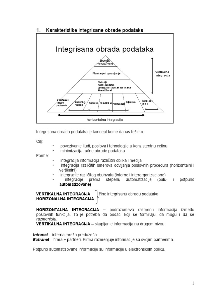 Integrisana Obrada Podataka: 1. Karakteristike Integrisane Obrade Podataka | PDF