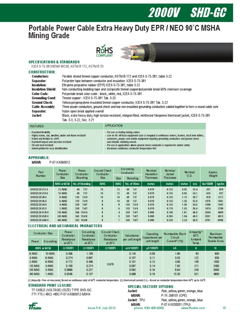 SHD GC 2000V PDF | PDF | Electrical Conductor | Cable
