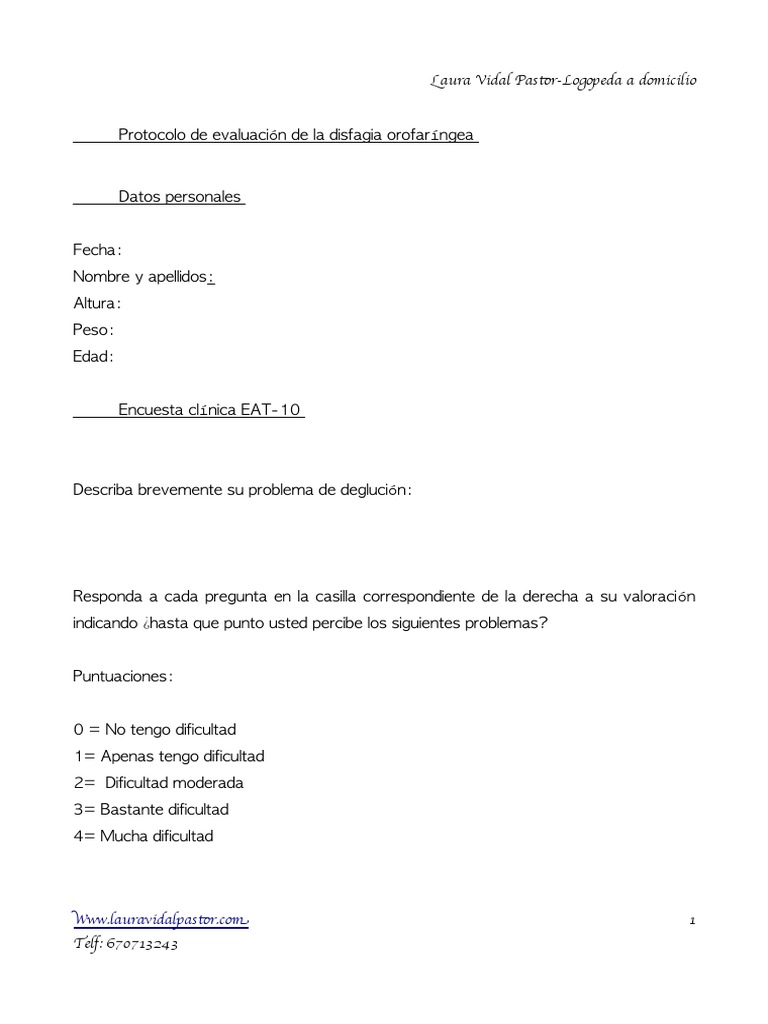 Protocolo de Evaluación Disfagia | PDF