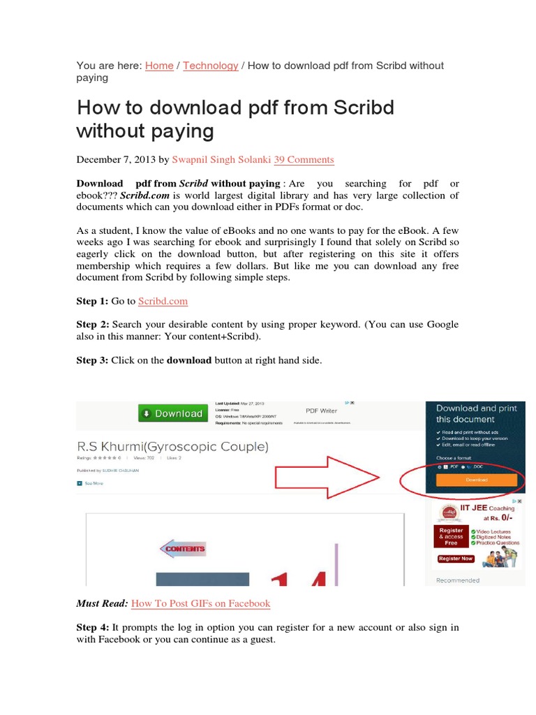 You Are Here How To Download Pdf From Scribd Without Paying 
