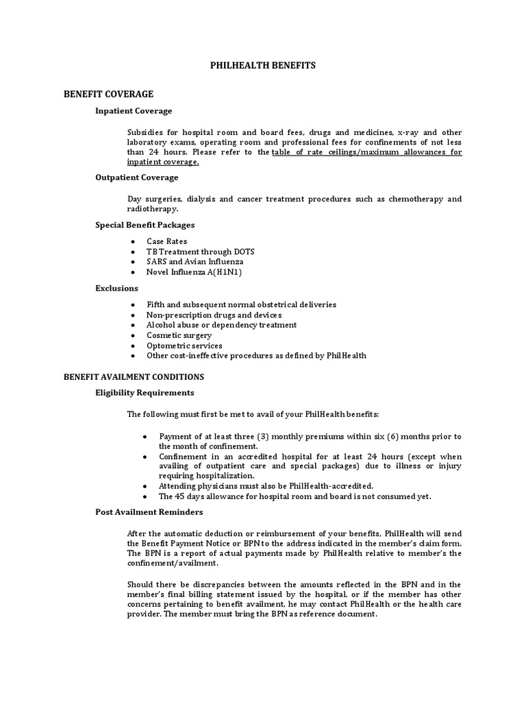Philhealth Benefits | Health Economics | Clinical Medicine