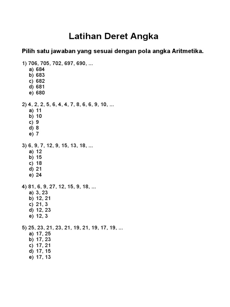 Tes Deret Angka | PDF
